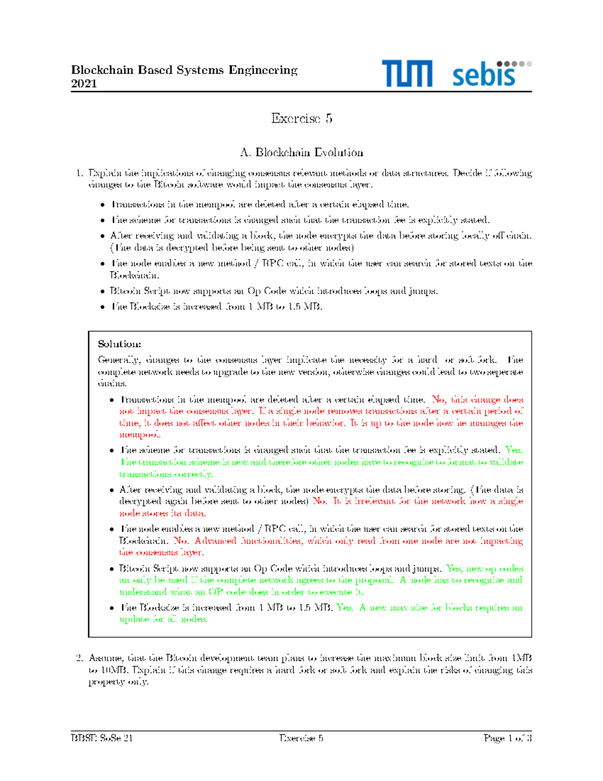 Bc Exercise 5 Solution Blockchain Based Systems Engineering 2021 Exercise 5 A Blockchain 