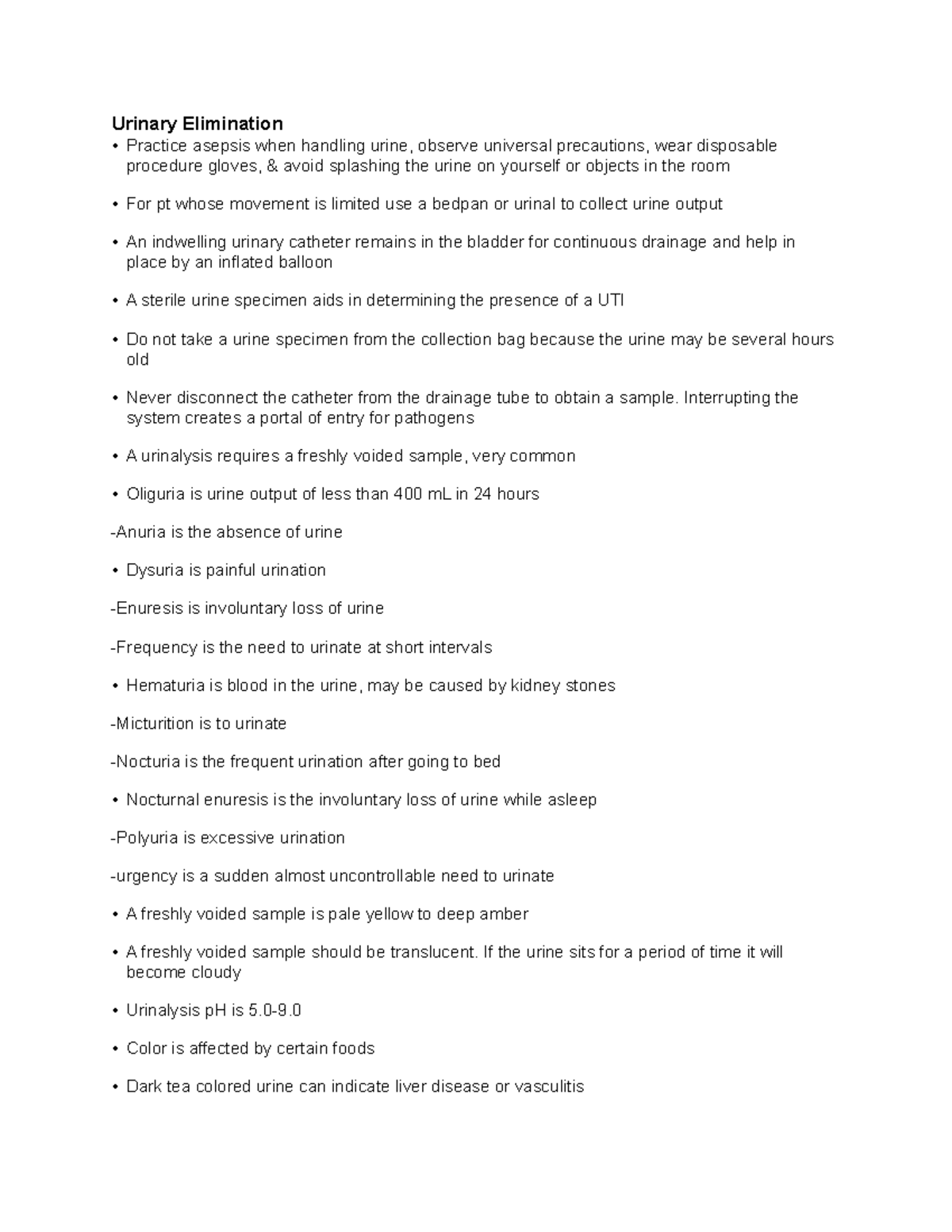 Urinary Elimination 2 - Fall 2022 - Urinary Elimination Practice ...