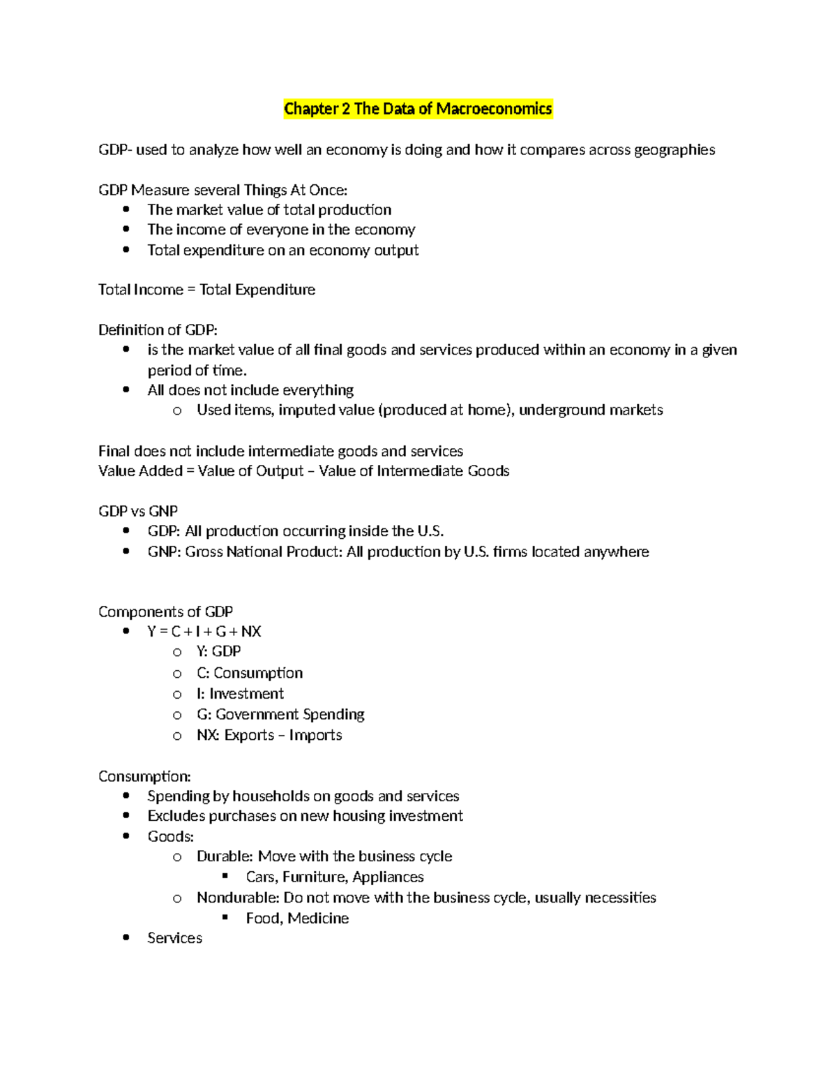 Chapter 2 The Data of Macroeconomics - Chapter 2 The Data of ...