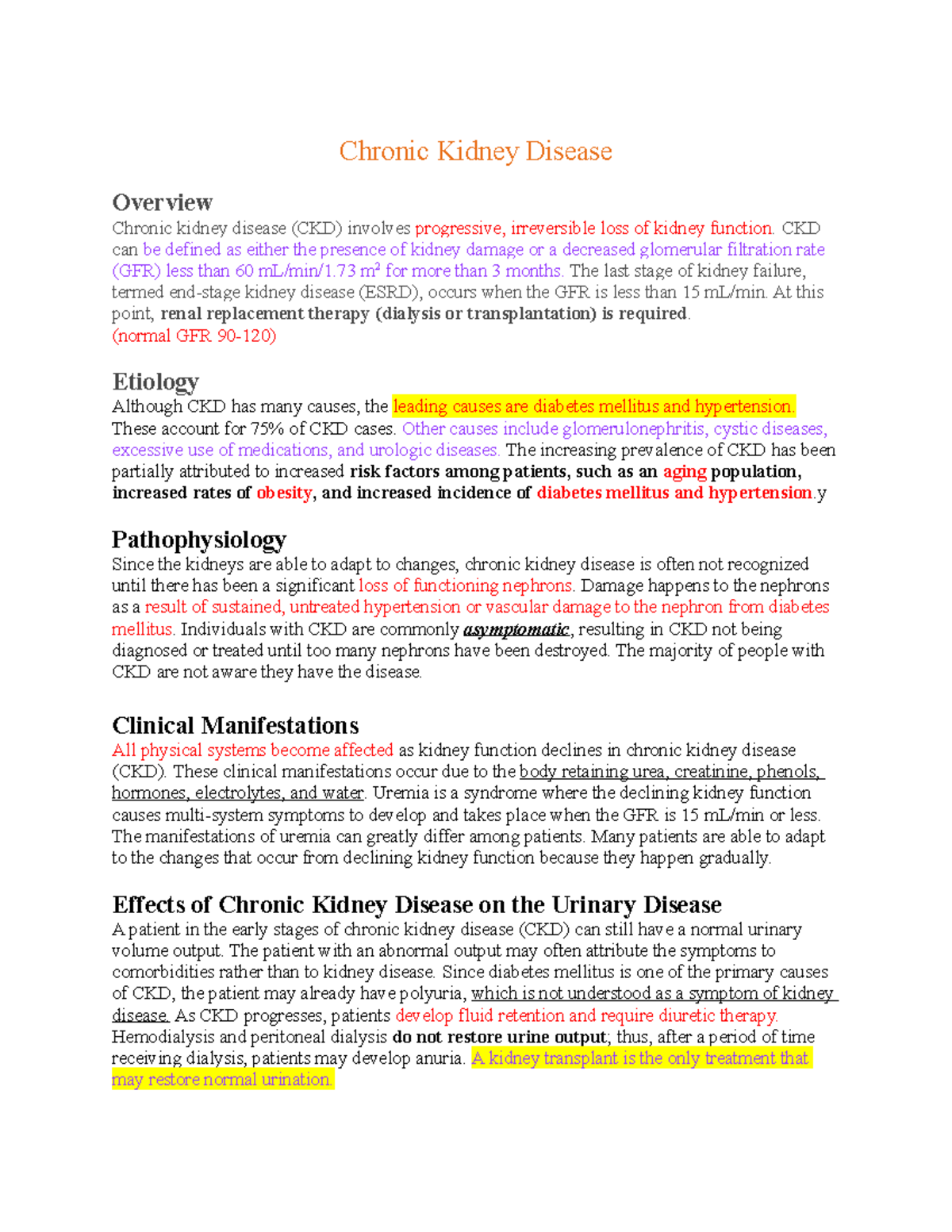 Chronic Kidney Disease - Chronic Kidney Disease Overview Chronic kidney ...