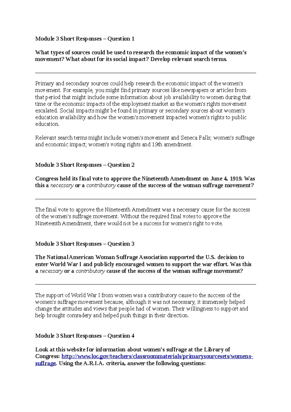 Module 2 short answers - Module 3 Short Responses – Question 1 What ...
