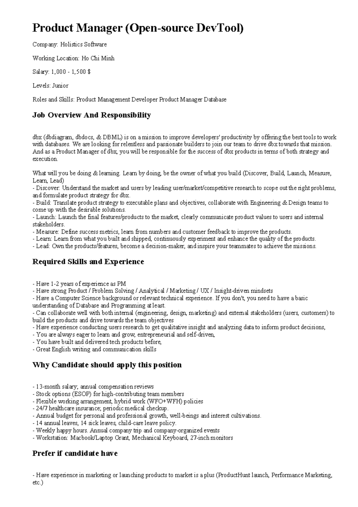 Product Manager Open source Dev Tool - Product Manager (Opensource ...