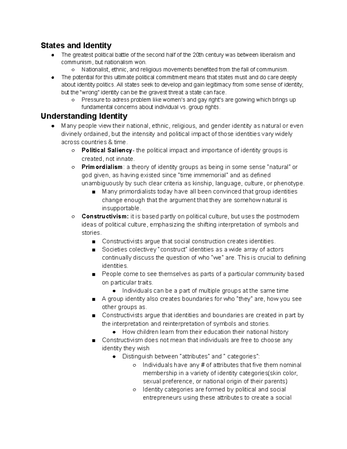 Chapter 4 Notes and Reading Guide - States and Identity The greatest ...