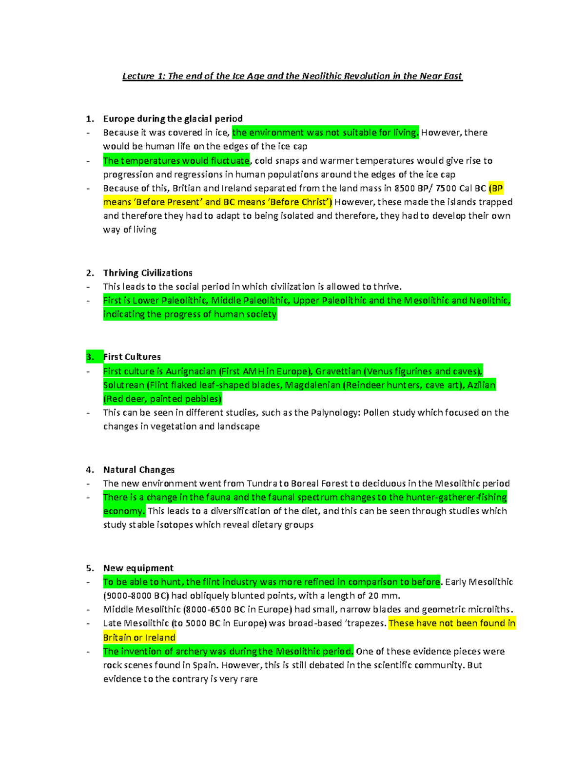 Lecture notes - Arch 1008 - Lecture 1: The end of the Ice Age and the ...