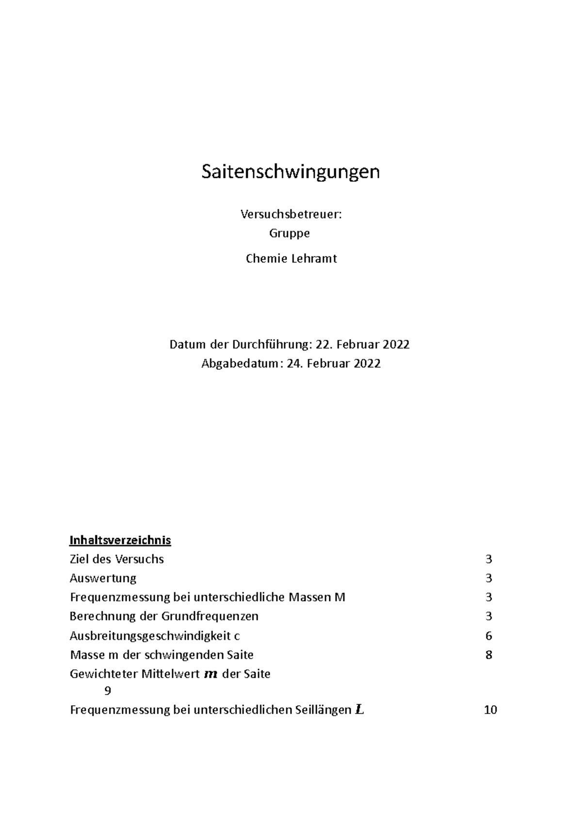 Saitenschwingungen Protokoll Physik - Saitenschwingungen ...