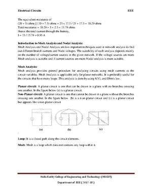 Ac dc circuits - Lecture notes 1-3 - ELECTRICAL CIRCUITS UNIT ...