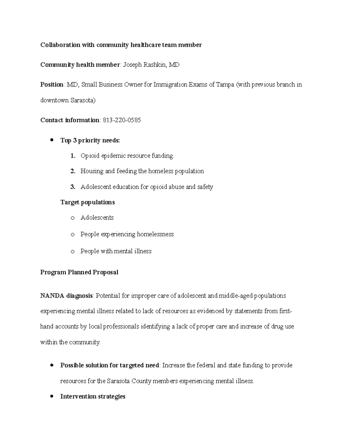 Collaboration with community healthcare team member - Opioid epidemic ...