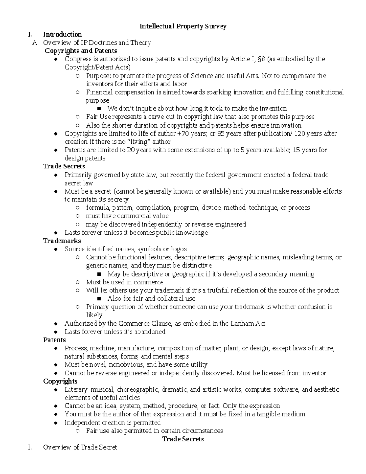 Intellectual Property Survey- Lantagne - Intellectual Property Survey I ...