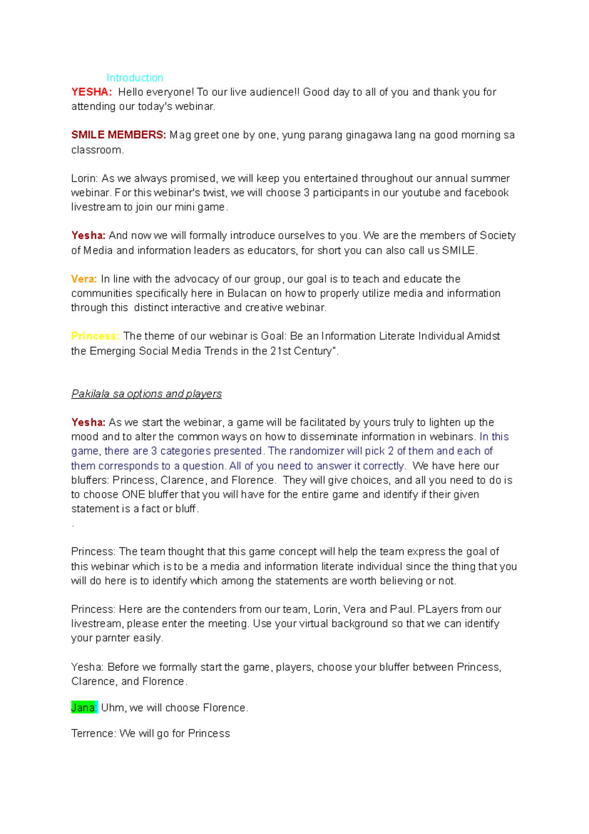 MIL 12 SCRIPT FOR GRADE 12 STUDENTS - Physical Education 11 - Studocu