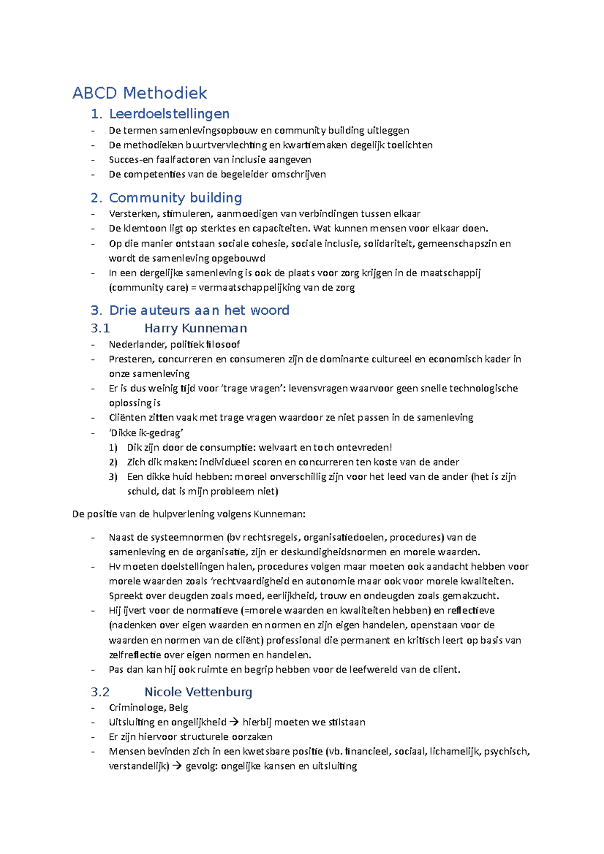 ABCD Methodiek samenvatting - ABCD Methodiek 1. Leerdoelstellingen De ...