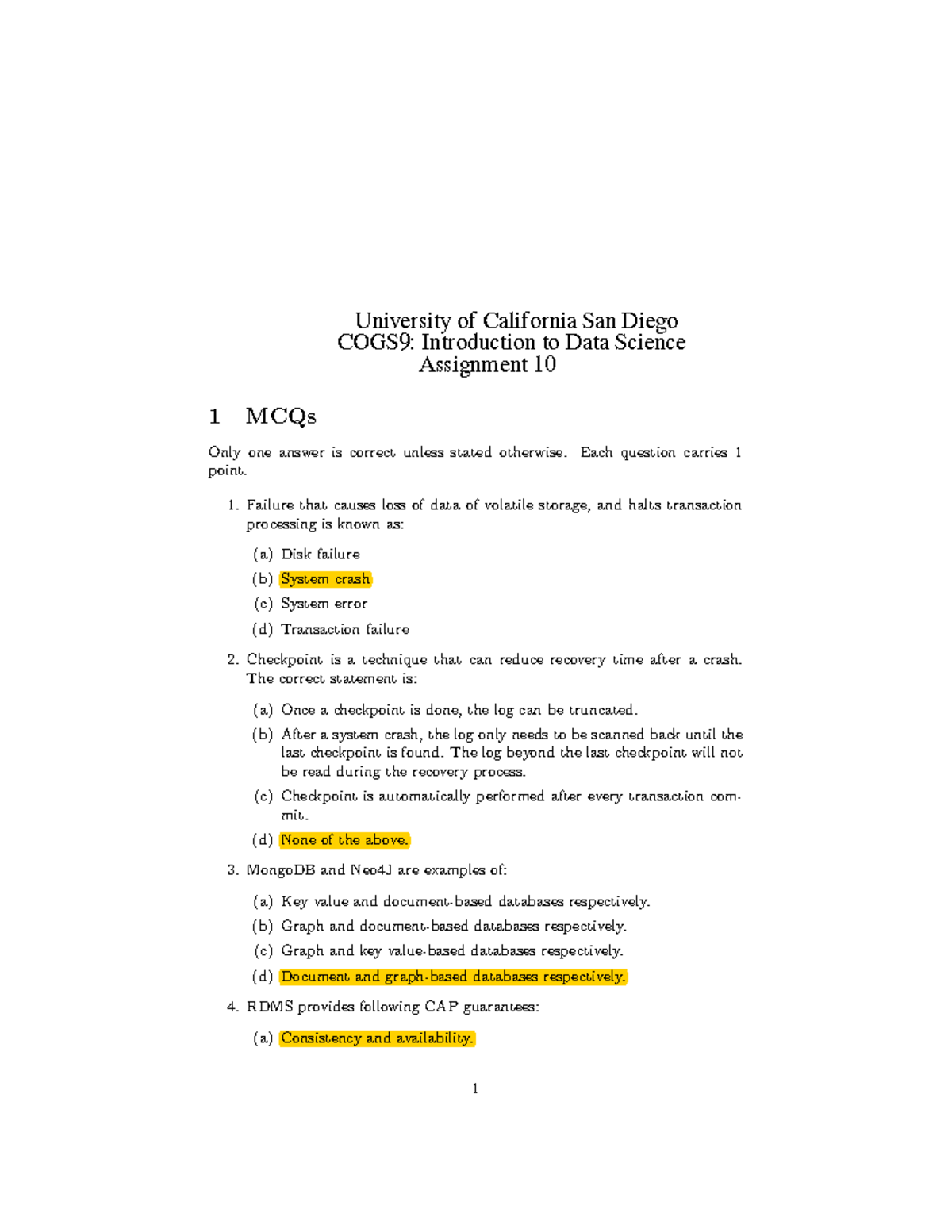 Cogs9 Assignment 10 Assignment 7 Cs Submission Deadline 20 July 23 13 July 2020 1 Mcqs