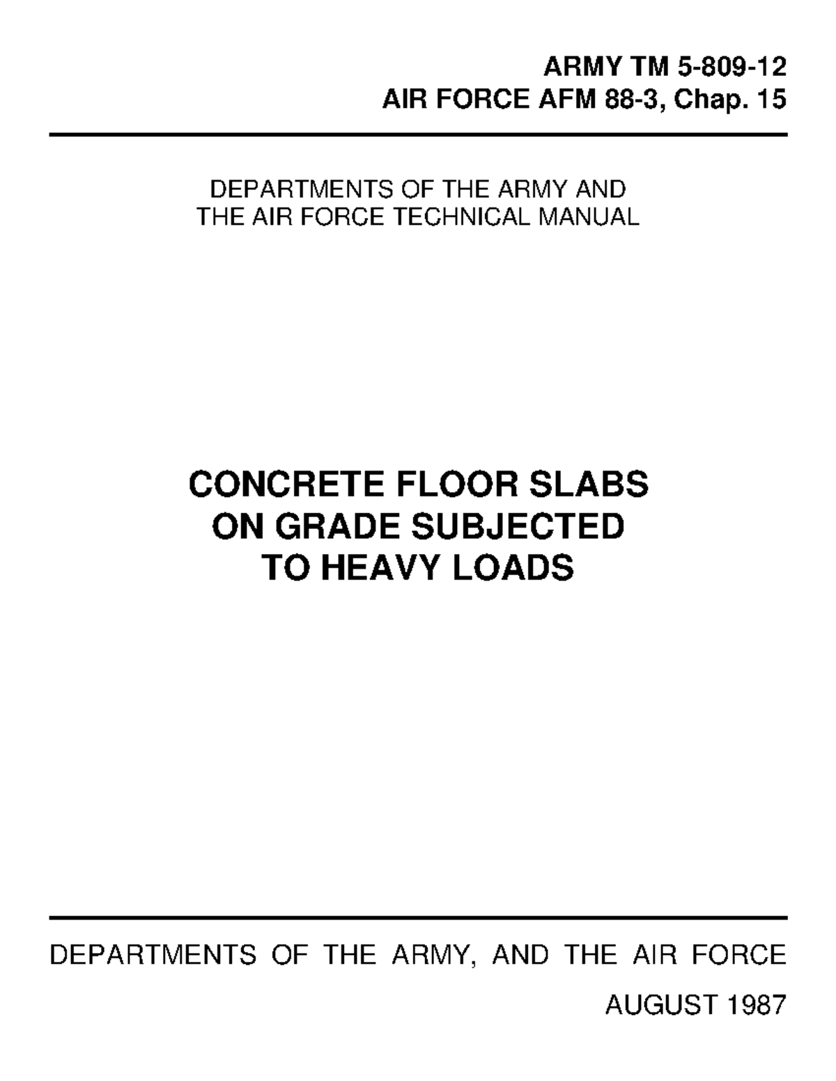 TM5809 Concrete Floor Slabs Heavy Loads - ARMY TM 5-809- AIR FORCE AFM ...