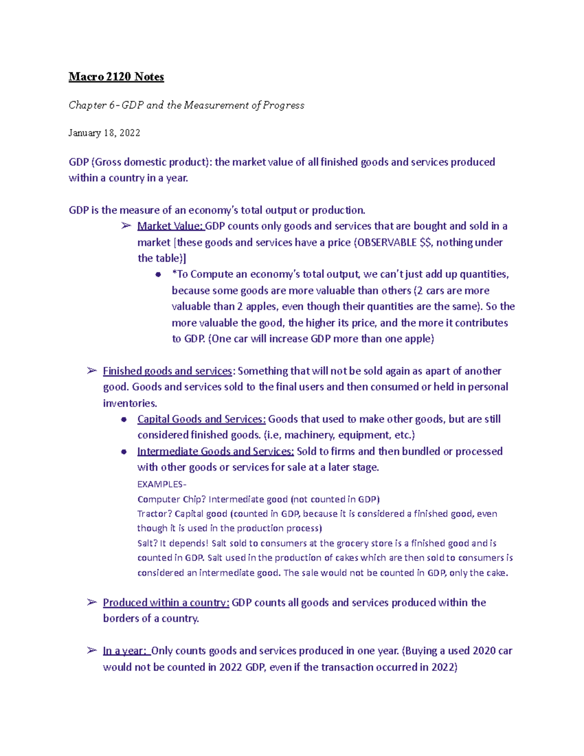 Econ 2120 (macro) - Lecture Notes from all chapters - Macro 2120 Notes ...