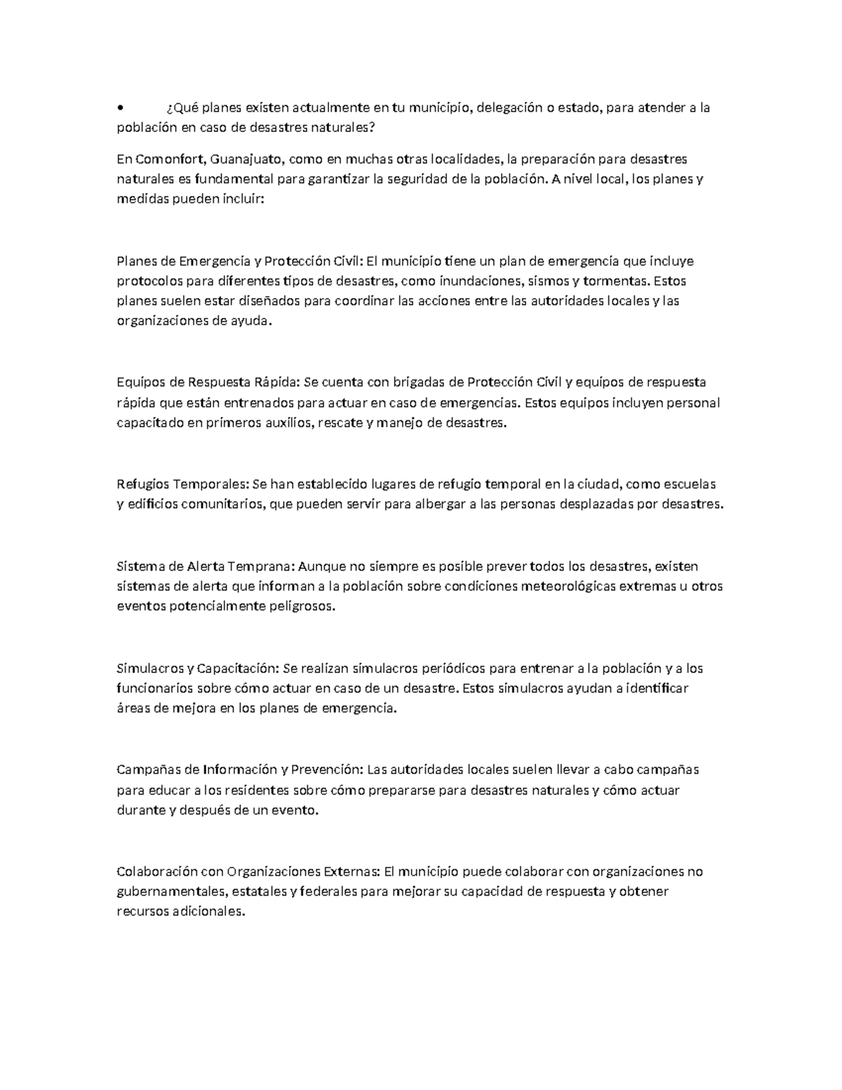 Desastres Naturales Ae4 ¿qué Planes Existen Actualmente En Tu