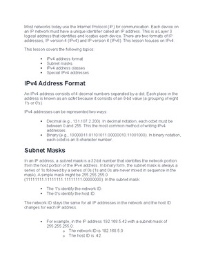 Subnetting facts - Subnetting is the process of dividing a large ...