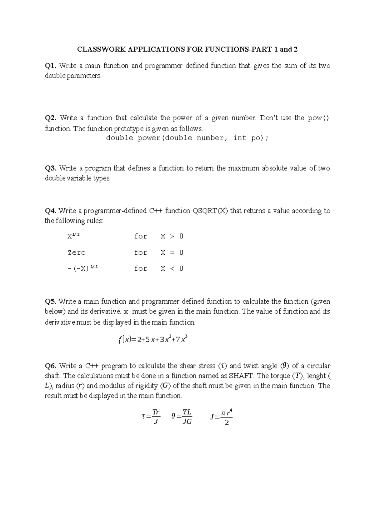 Applications 06 - a useful practice material for improving your programing skills - CLASSWORK ...