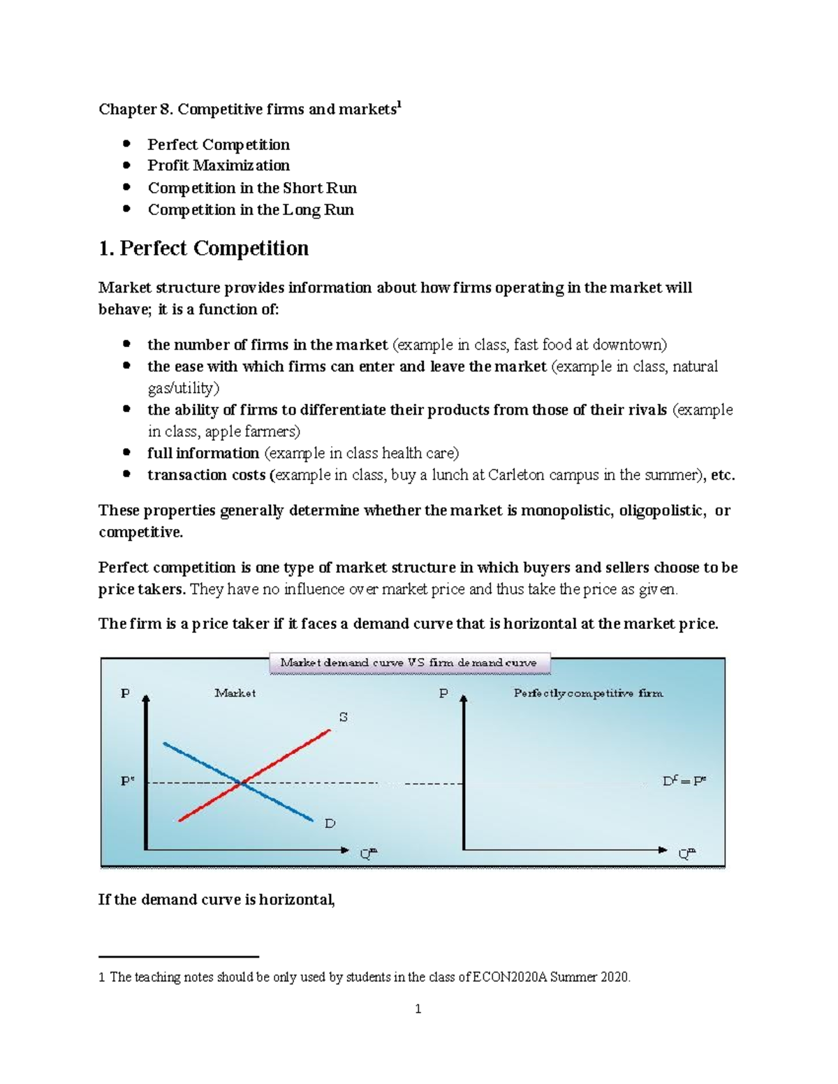 Class note for Chapter 8 - Chapter 8. Competitive firms and markets 1 ...