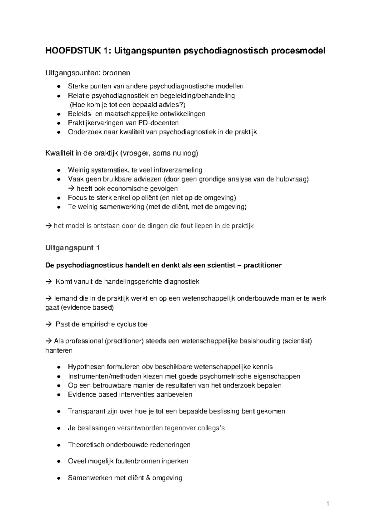Samenvatting PSD 2 volledig - HOOFDSTUK 1: Uitgangspunten psychodiagnostisch procesmodel - Studocu
