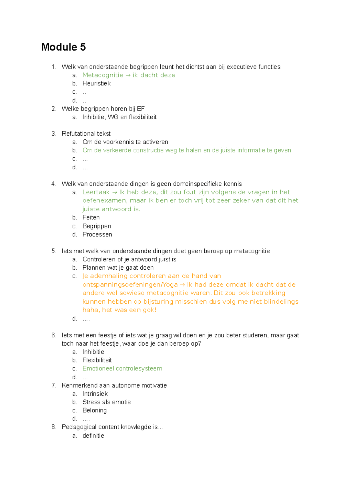 Limbo M5- voorbeeldvragen - Module 5 Welk van onderstaande begrippen leunt het dichtst aan bij ...