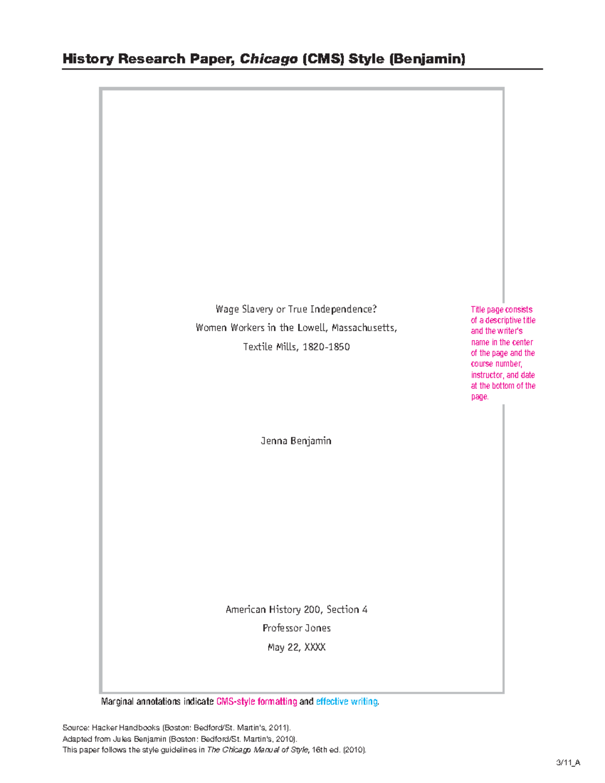 Hacker Benj CMS Hist - notes - History Research Paper, Chicago (CMS ...