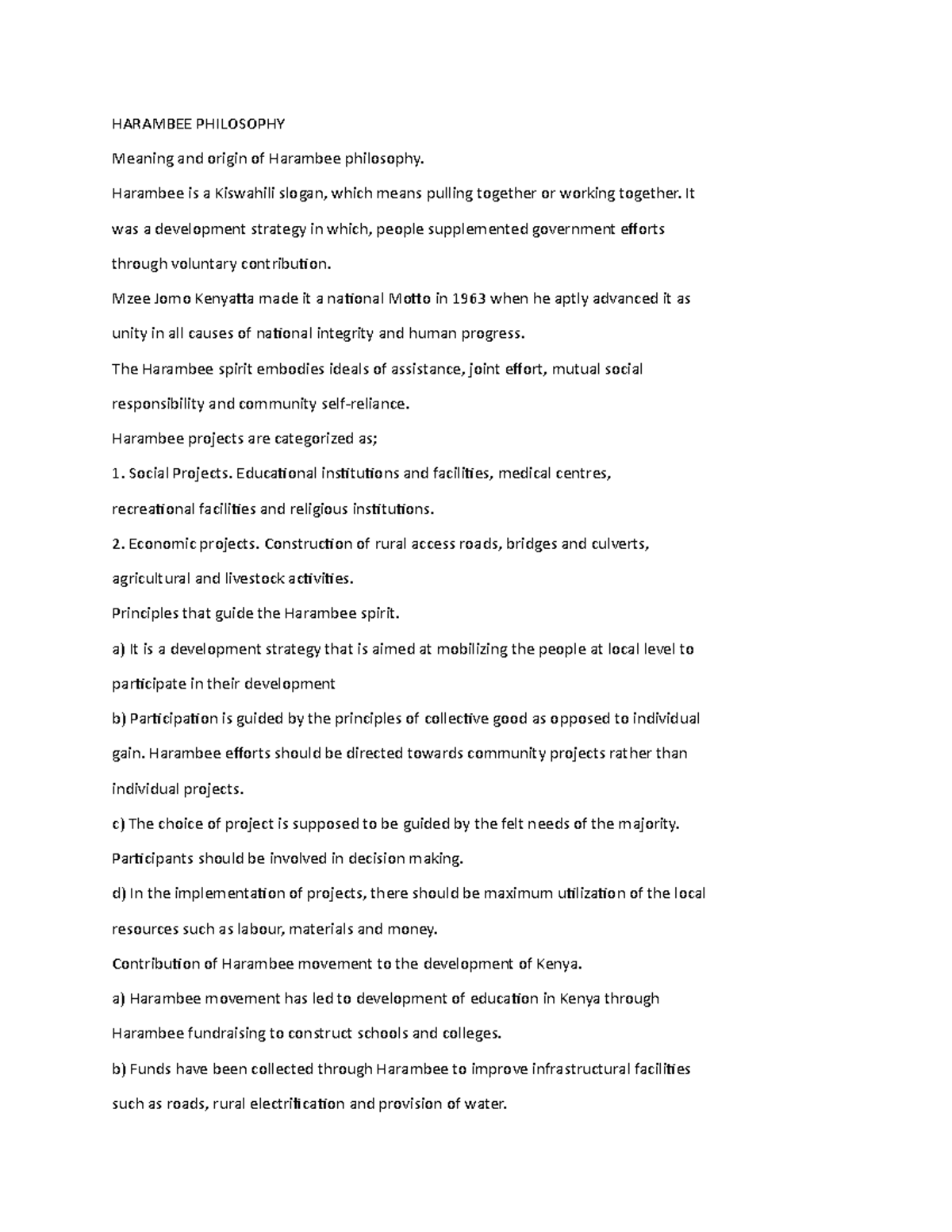 8 - Introduction To The Humanities notes - HARAMBEE PHILOSOPHY Meaning ...
