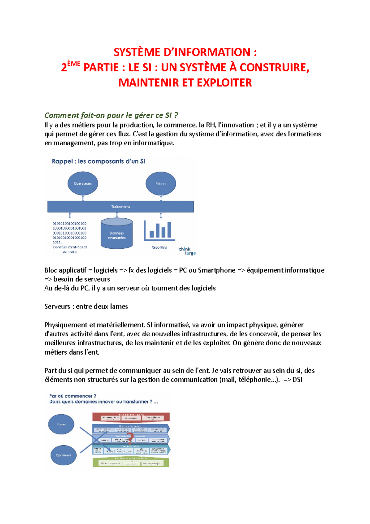 Chapitre 2 - Note de cours - SYSTÈME D’INFORMATION : 2 ÈME PARTIE : LE ...