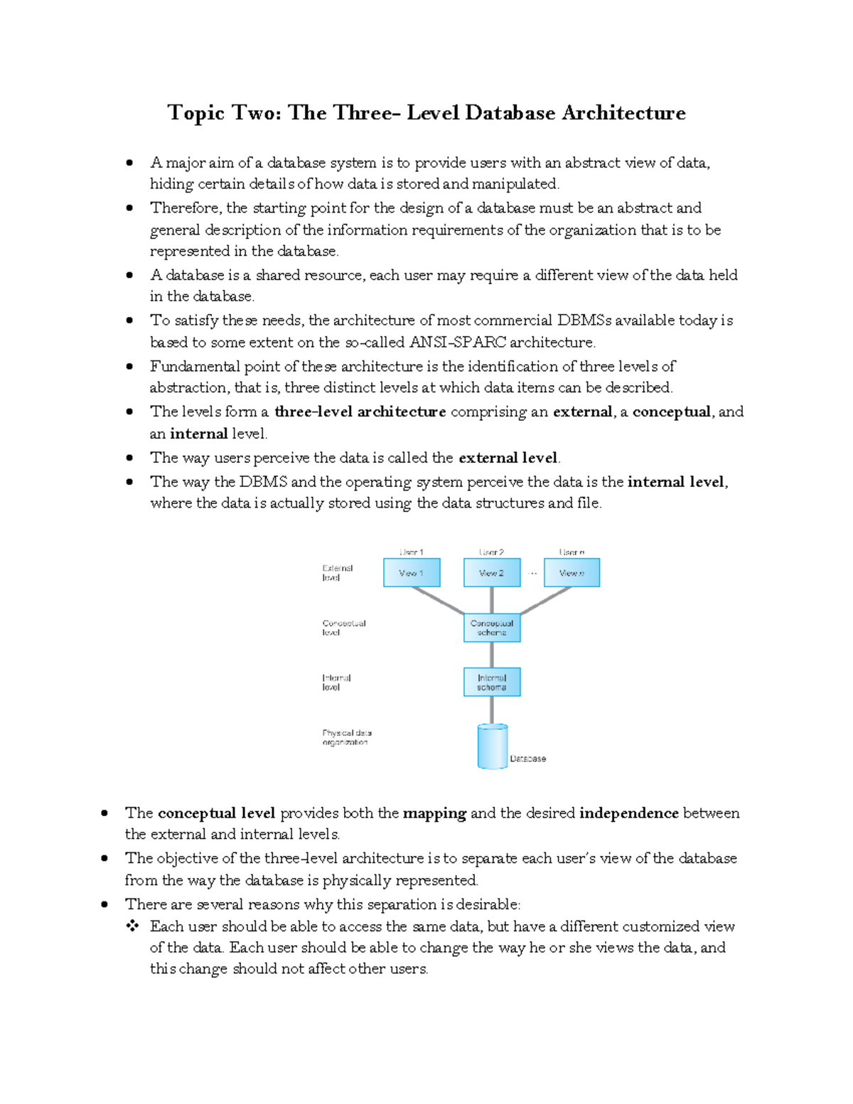 CIR 106 Topic two - Yes - Topic Two: The Three- Level Database ...