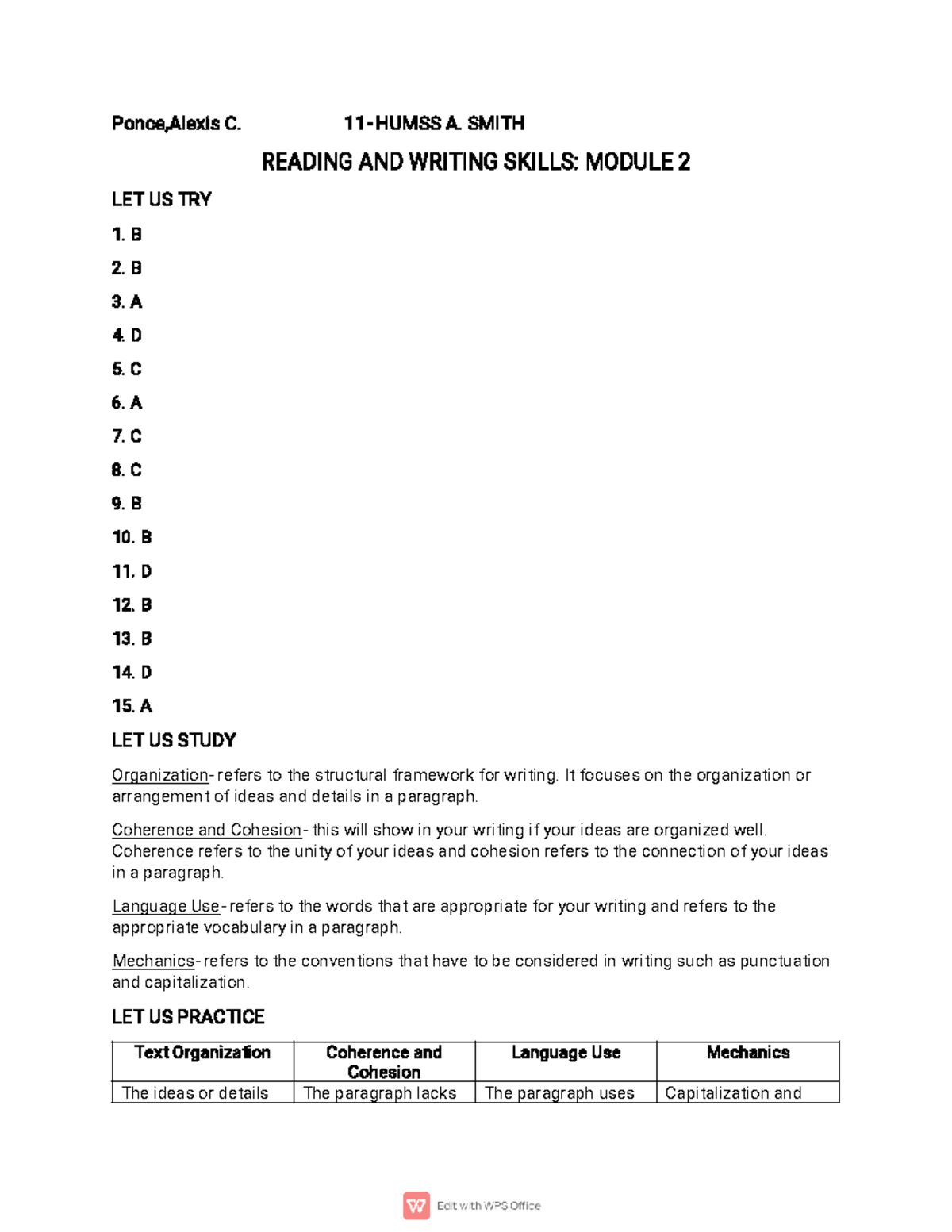 Ponce Reading-AND- Writing Module-2 - P o n c e , A l e x i s C. 1 1 ...