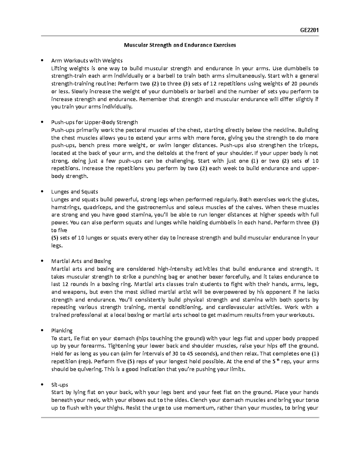 01 Handout 3 - N/A - Muscular Strength and Endurance Exercises Arm ...