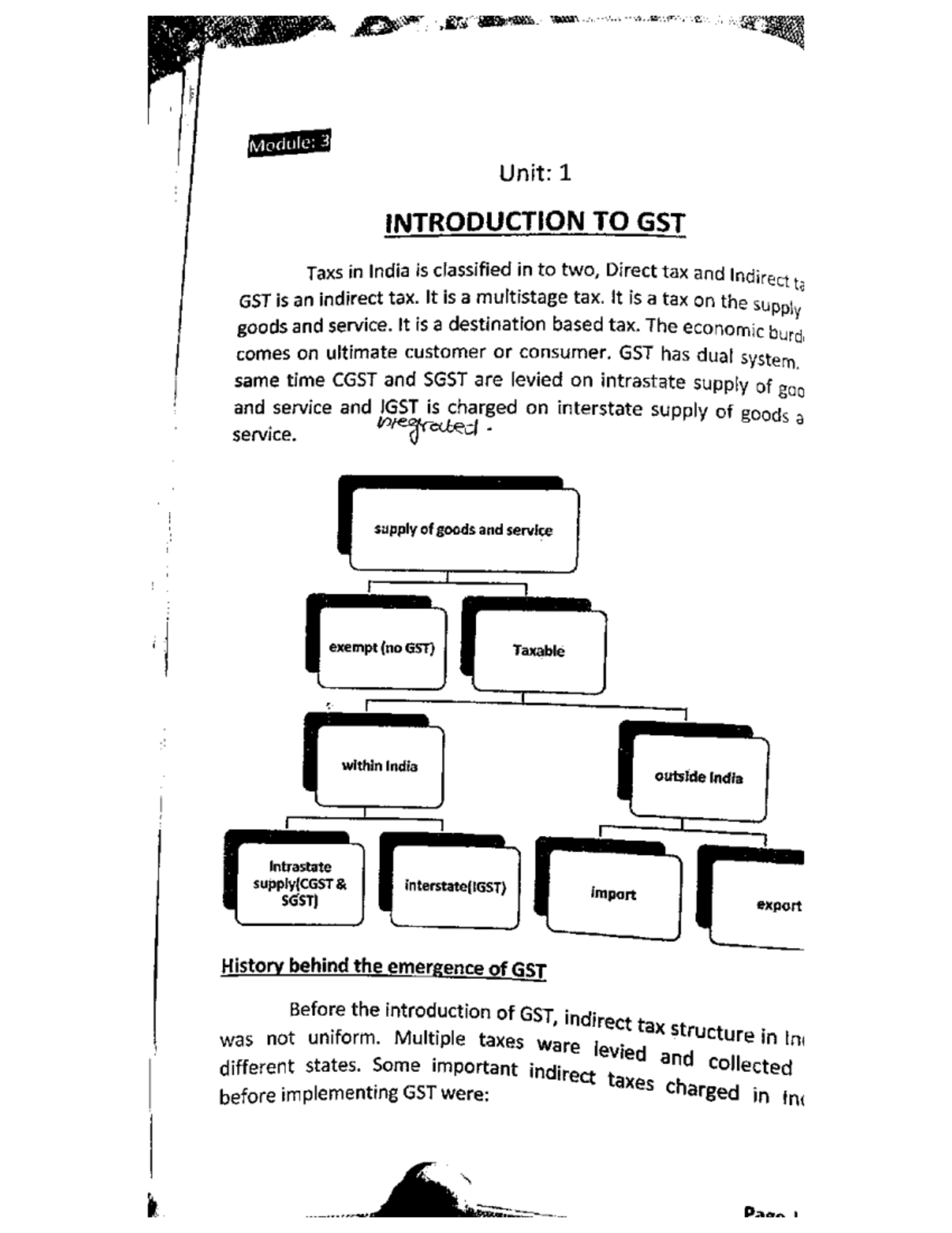 Introduction to gst - Income Tax and GST - Studocu