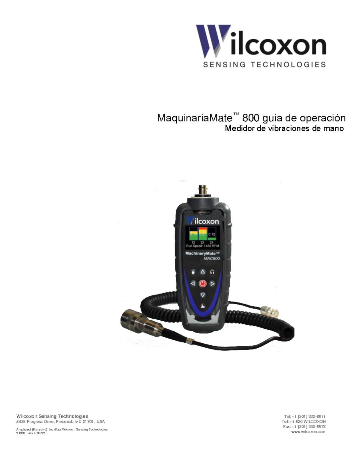 MAC800 Operation Manual (91398 C) - Wilcoxon Sensing Technologies 8435 ...