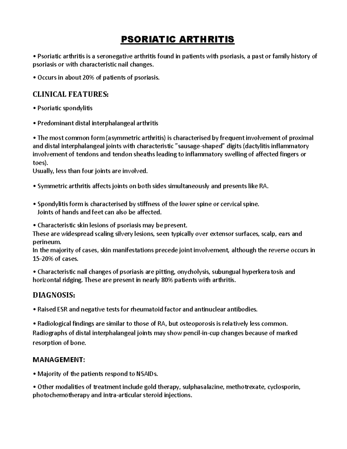 Psoriatic Arthriti 1 - Lecture notes 1 - PSORIATIC ARTHRITIS Psoriatic ...