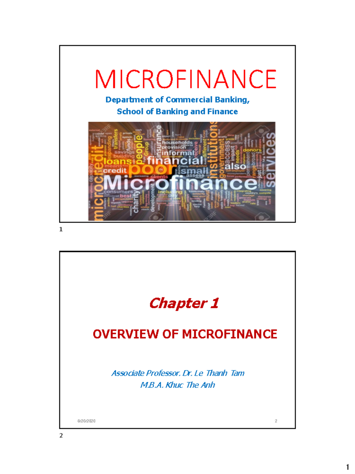 Chapter 1. Overview of microfinance - Department of Commercial Banking ...