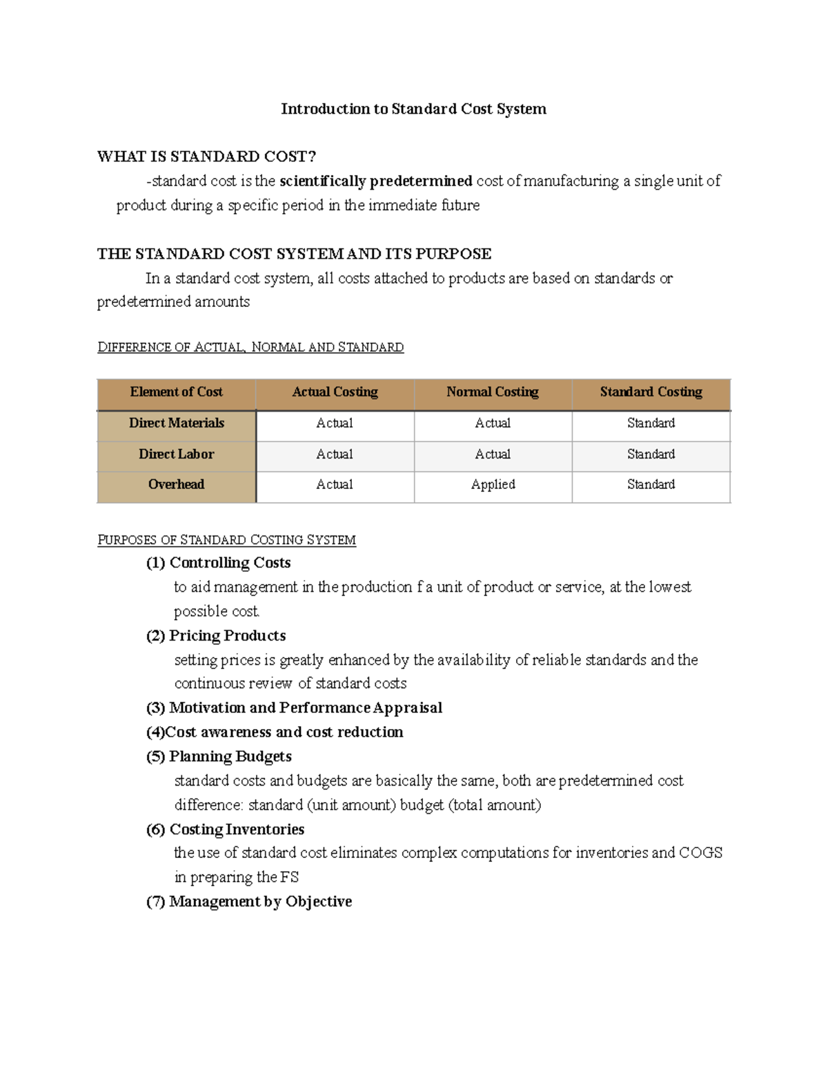 AFAR 1: Introduction to Standard Cost System - Accontancy - TSU - Studocu