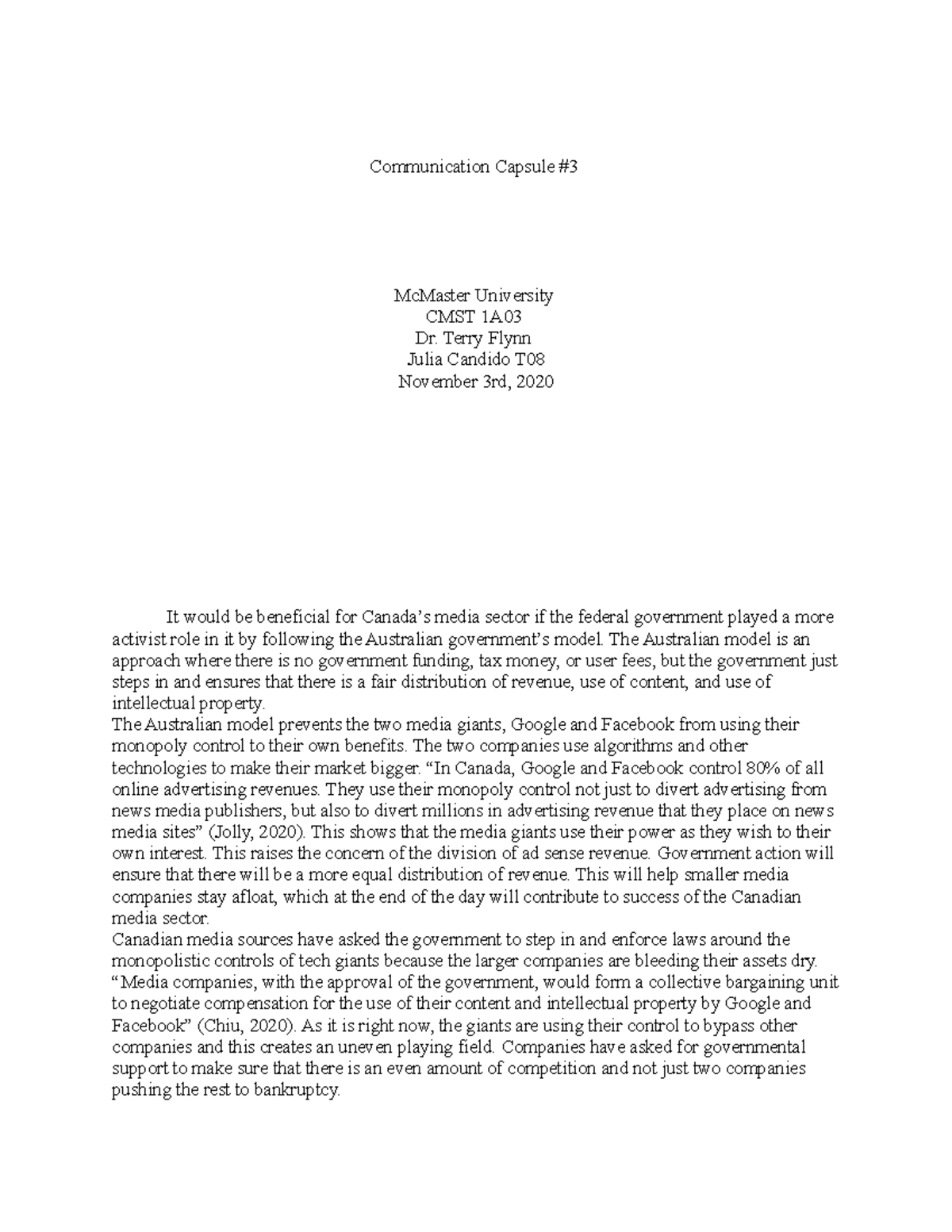 Communication Capsule #3 - Dr. Terry Flynn - Communication Capsule ...