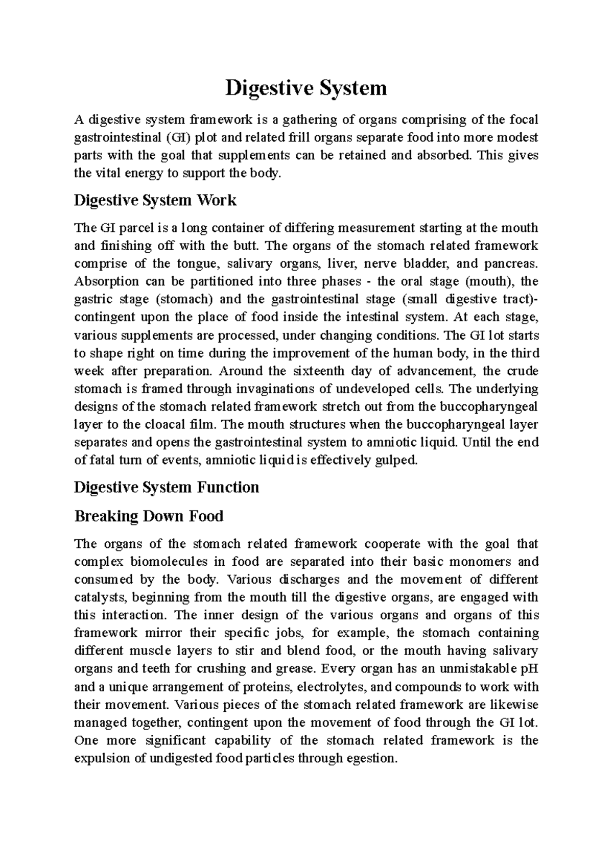 Digestive System - This gives the vital energy to support the body ...