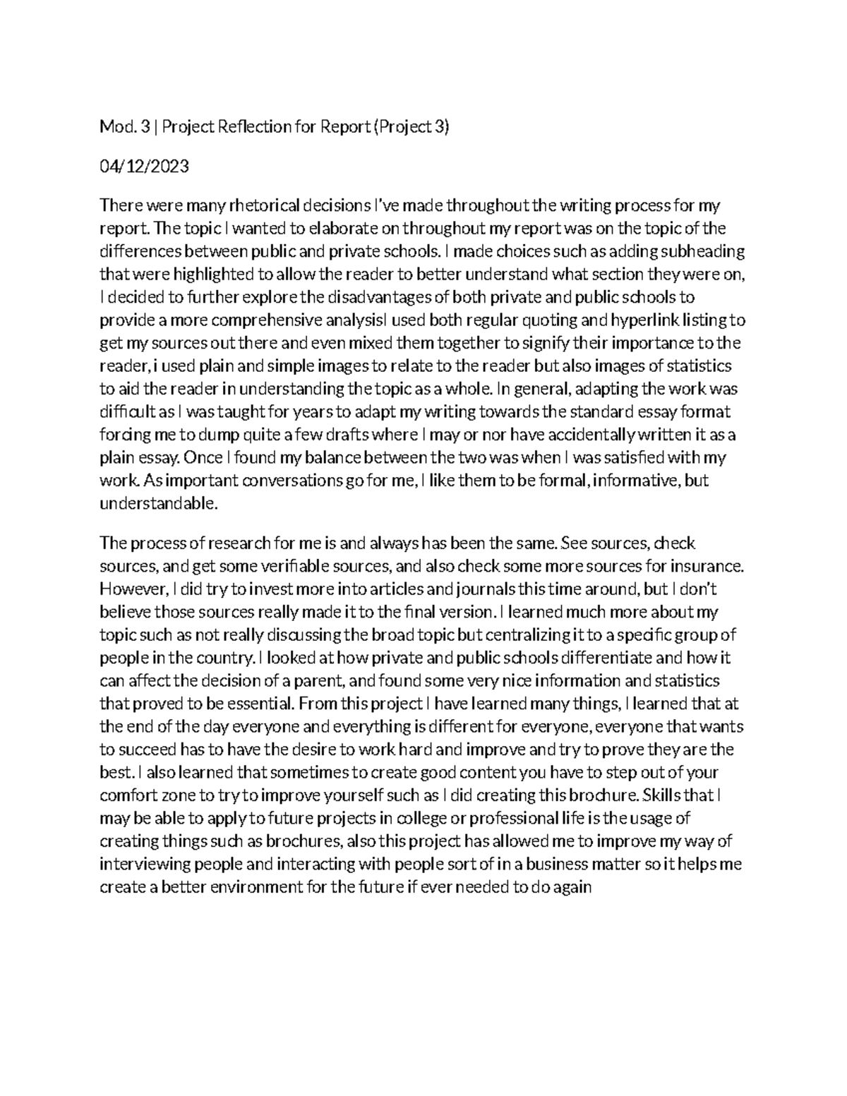 Mod. 3 Project Reflection for Report (Project 3) - Mod. 3 | Project Reflection for Report ...