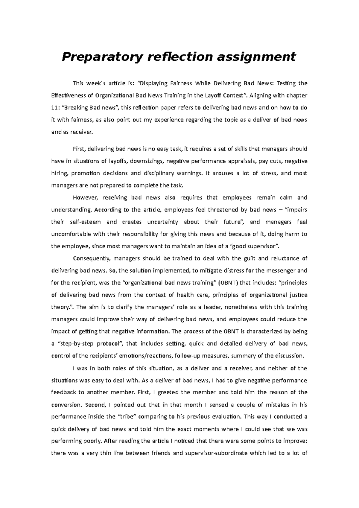 Reflection Paper 3 - Preparatory reflection assignment This week ́s ...