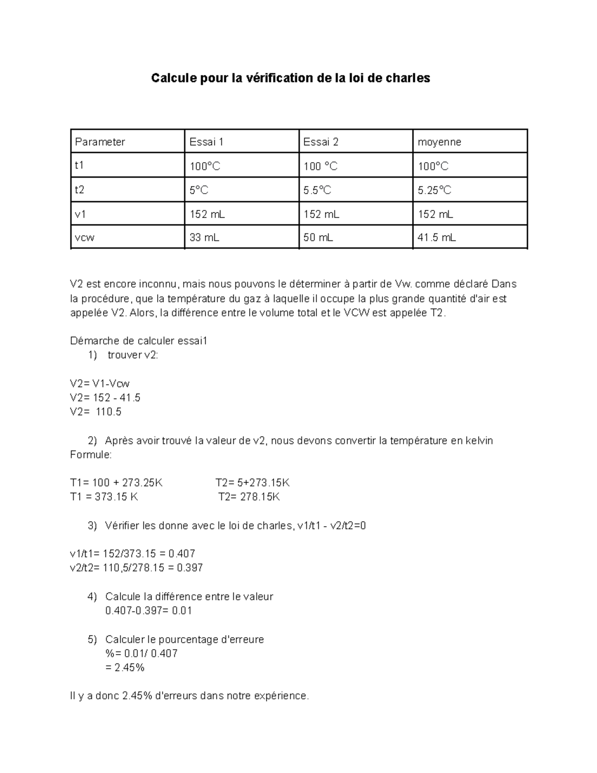 Calcue - bgavsgx - Calcule pour la vérification de la loi de charles ...