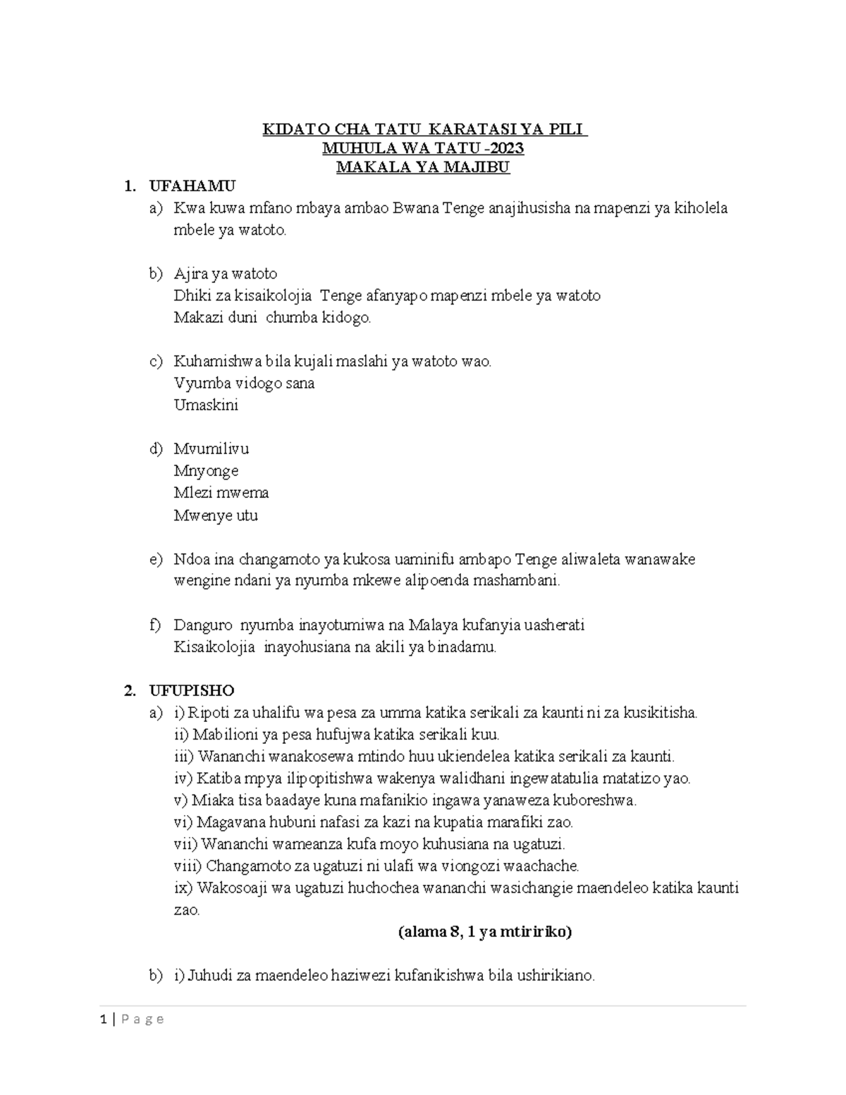 F3 Kiswahili PP2 MS - Notes - KIDATO CHA TATU KARATASI YA PILI MUHULA ...
