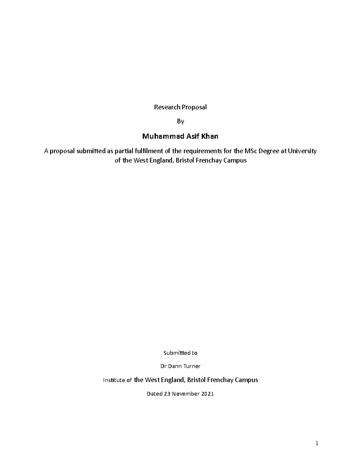 Final Research Proposal - Research Proposal By Muhammad Asif Khan A ...