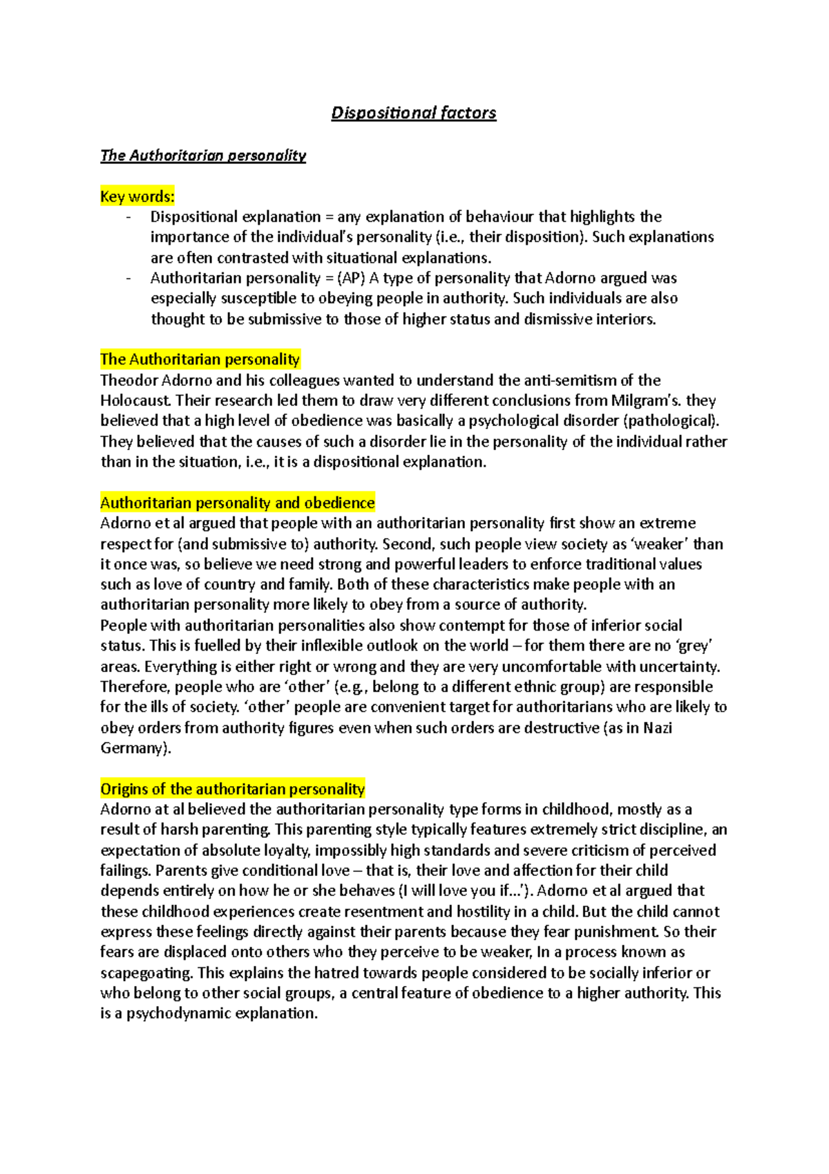 Dispositional factors - , their disposition). Such explanations are ...
