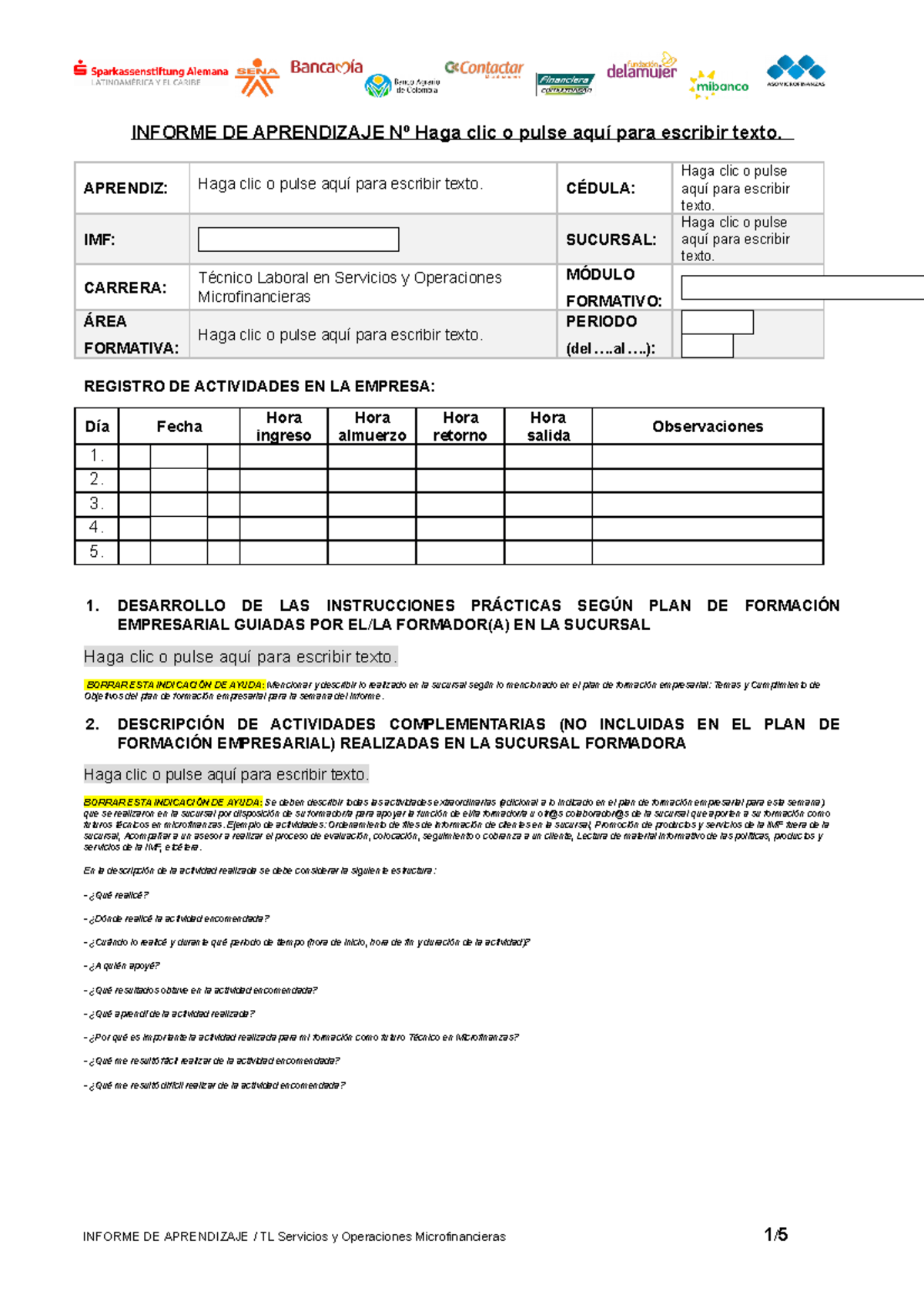 Informe Semanaly Rubrica Ip12 Informe De Aprendizaje Nº Haga Clic O