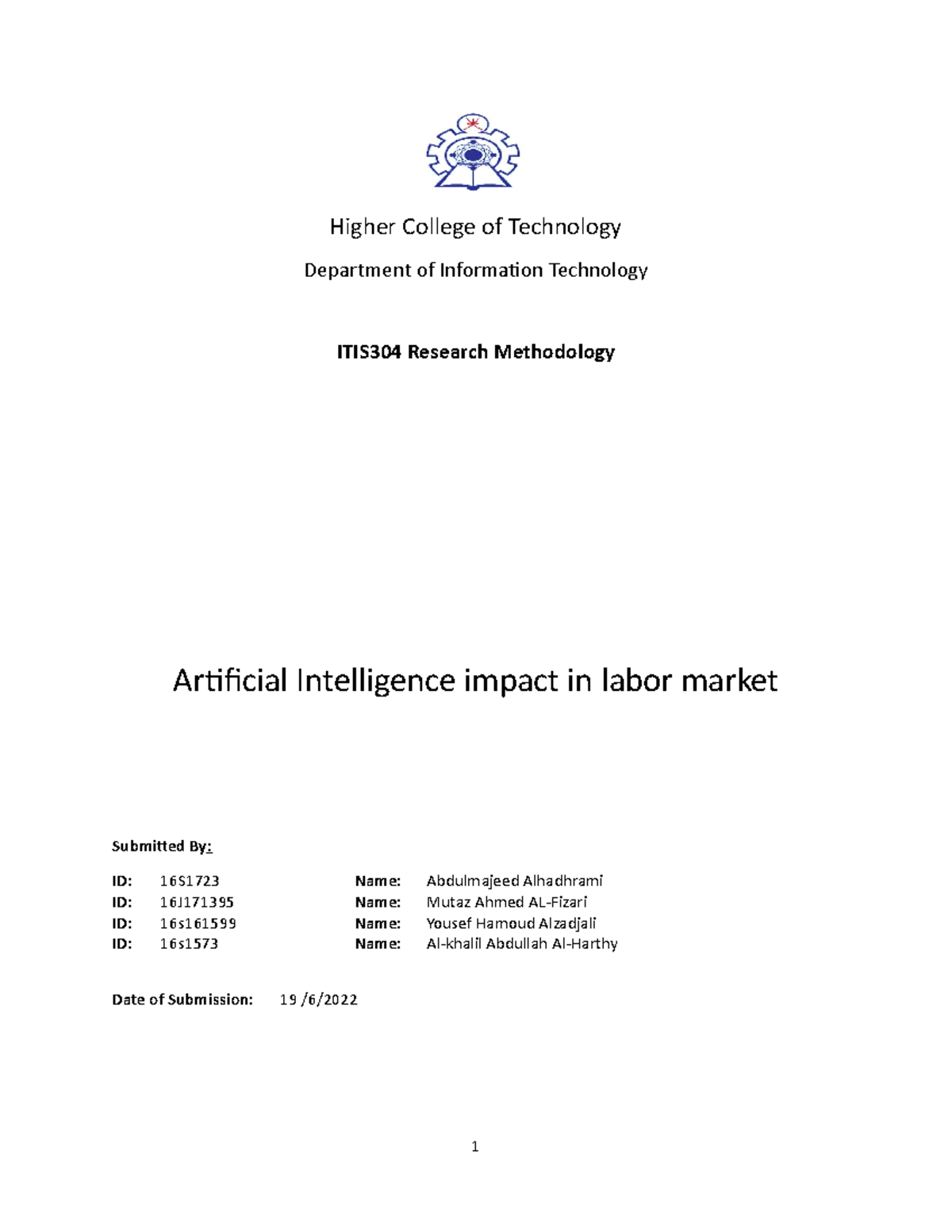 Template for Final Research Report - Higher College of Technology ...