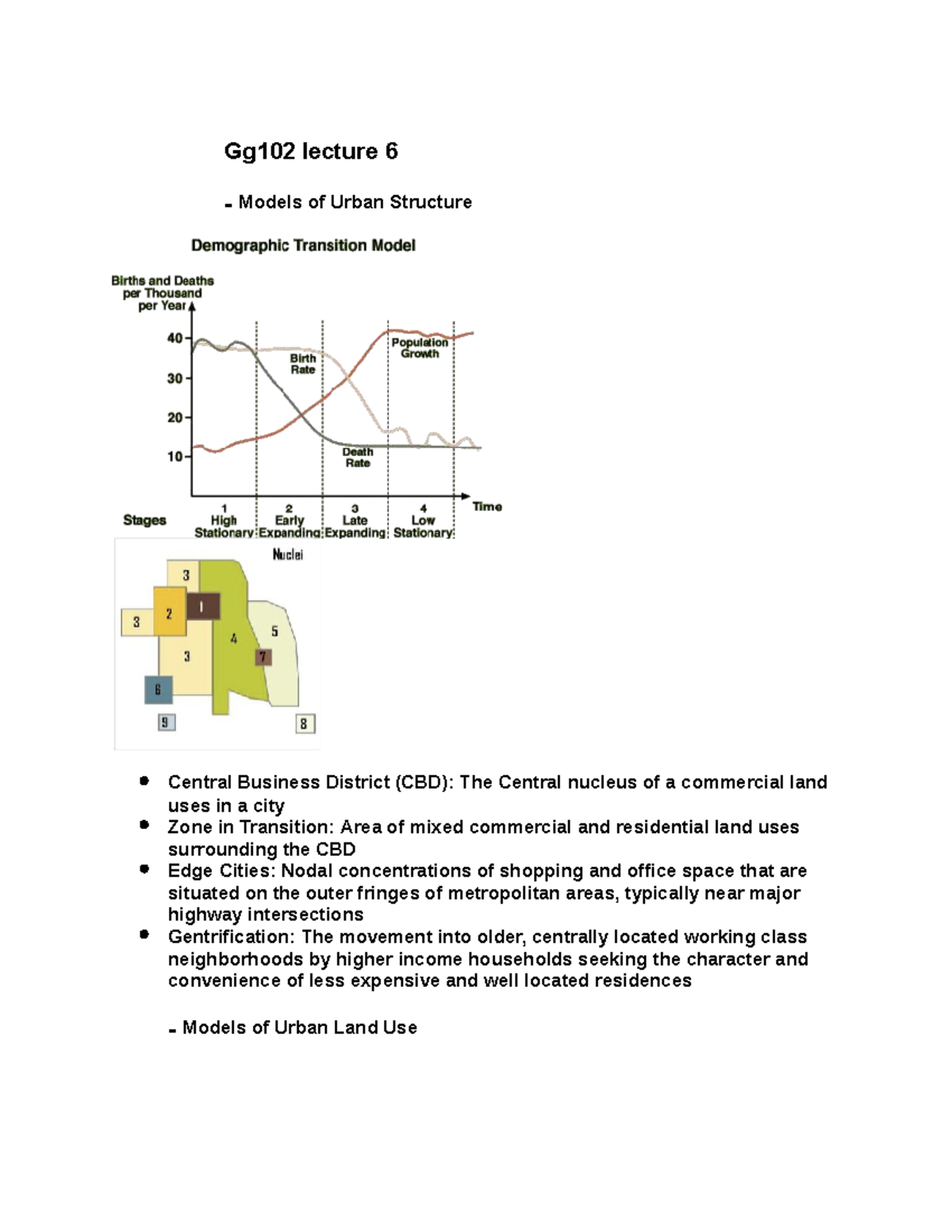Gg102 lecture 6 - Ecological Model: Chicago in the 1920s: The land use ...