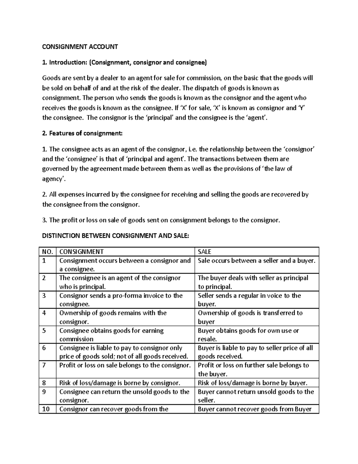 Consignment Account - CONSIGNMENT ACCOUNT Introduction: (Consignment ...