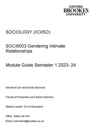 Intimacy, Pure Relationship and Confluent Love - Assignment 1 Overview ...