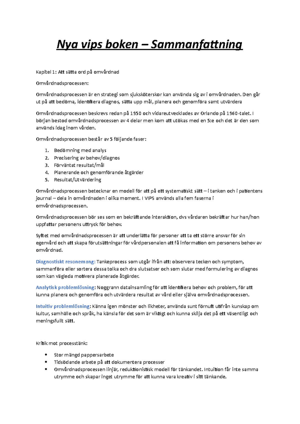 Vae 204 - Nya vips boken - Sammanfattning - Nya vips boken – Sammanfattning Kapitel 1: Att sätta ...