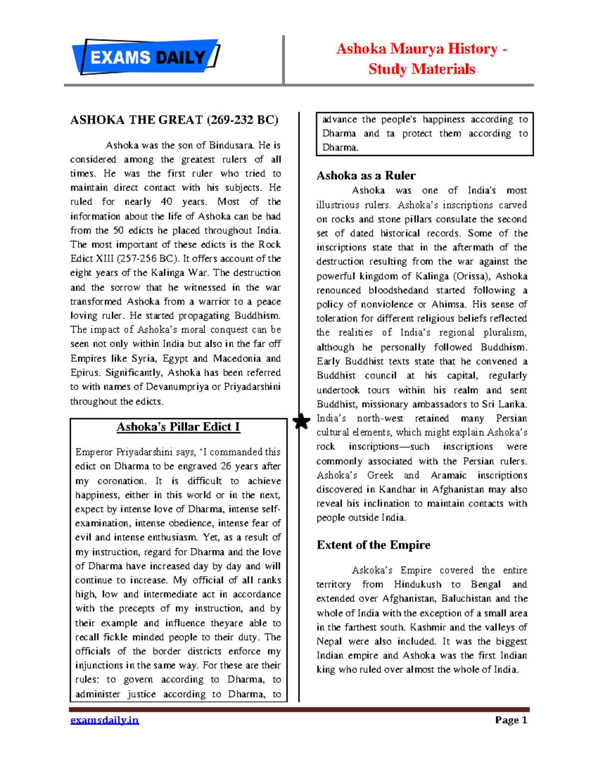 Ashoka-THE- Great - Useful - Study Materials ASHOKA THE GREAT (269-232 ...