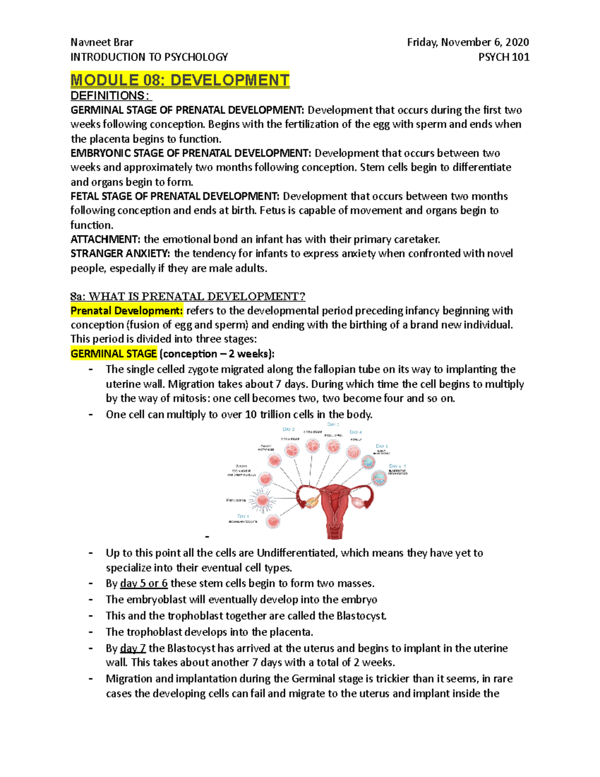Week 8 module 8 development - INTRODUCTION TO PSYCHOLOGY PSYCH 101 ...